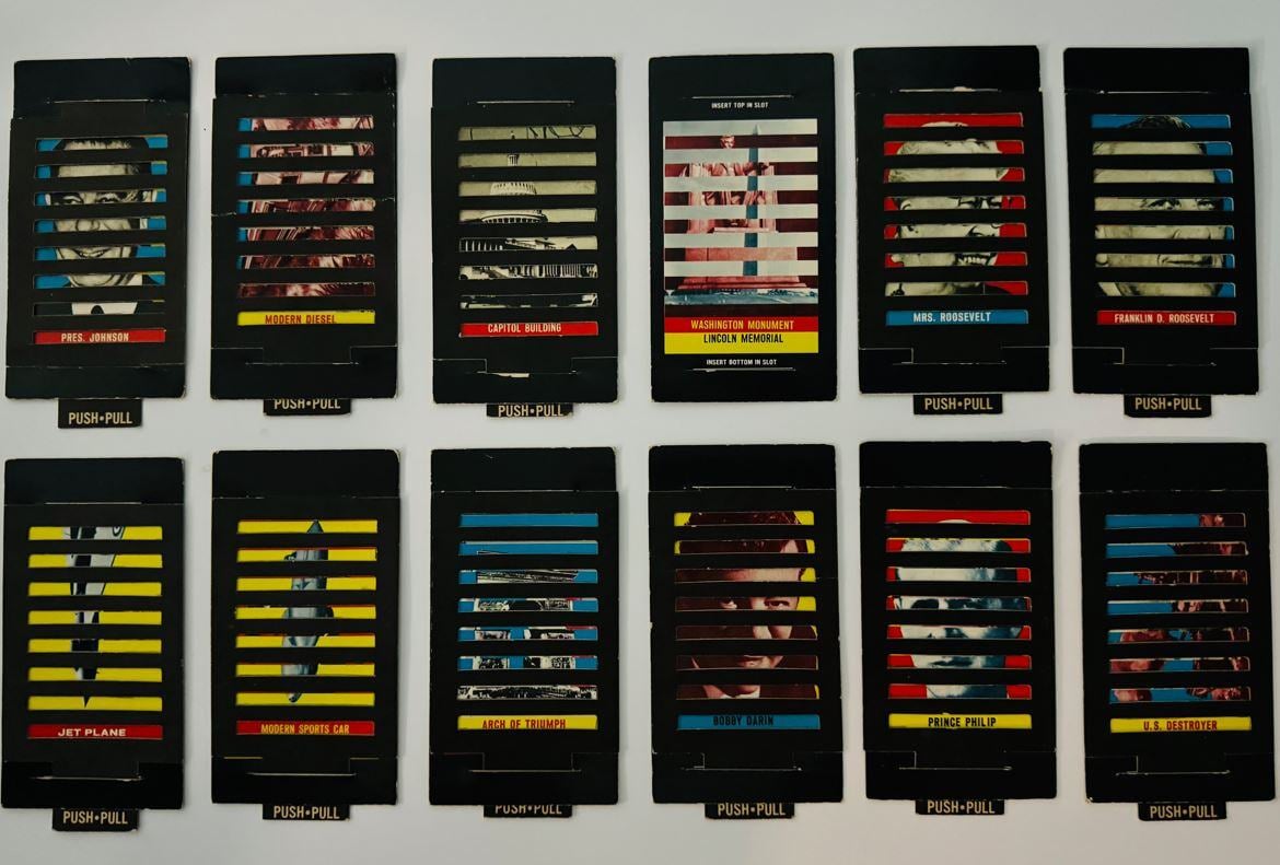 1965 Topps Push-Pull Cards With Mickey Mantle in Old Suitcase